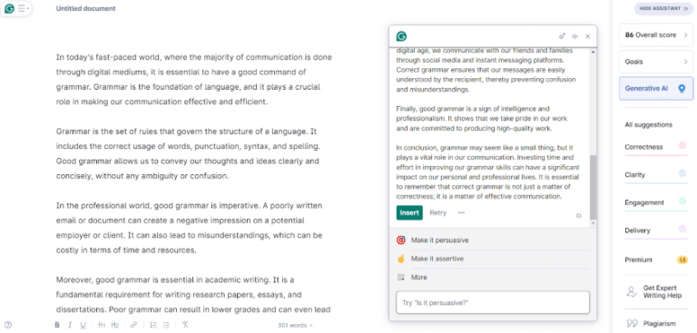 Grammarly Generative AI Review 2025 [Tests & Verdict]
